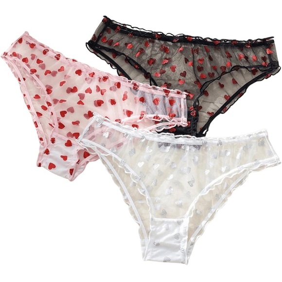 No Label | Intimates & Sleepwear | Sheer Heart Patterned Panties Set ...